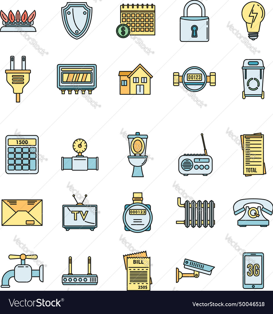 Smart utilities icons set color line Royalty Free Vector Smart utilities icons set color line Royalty Free Vector