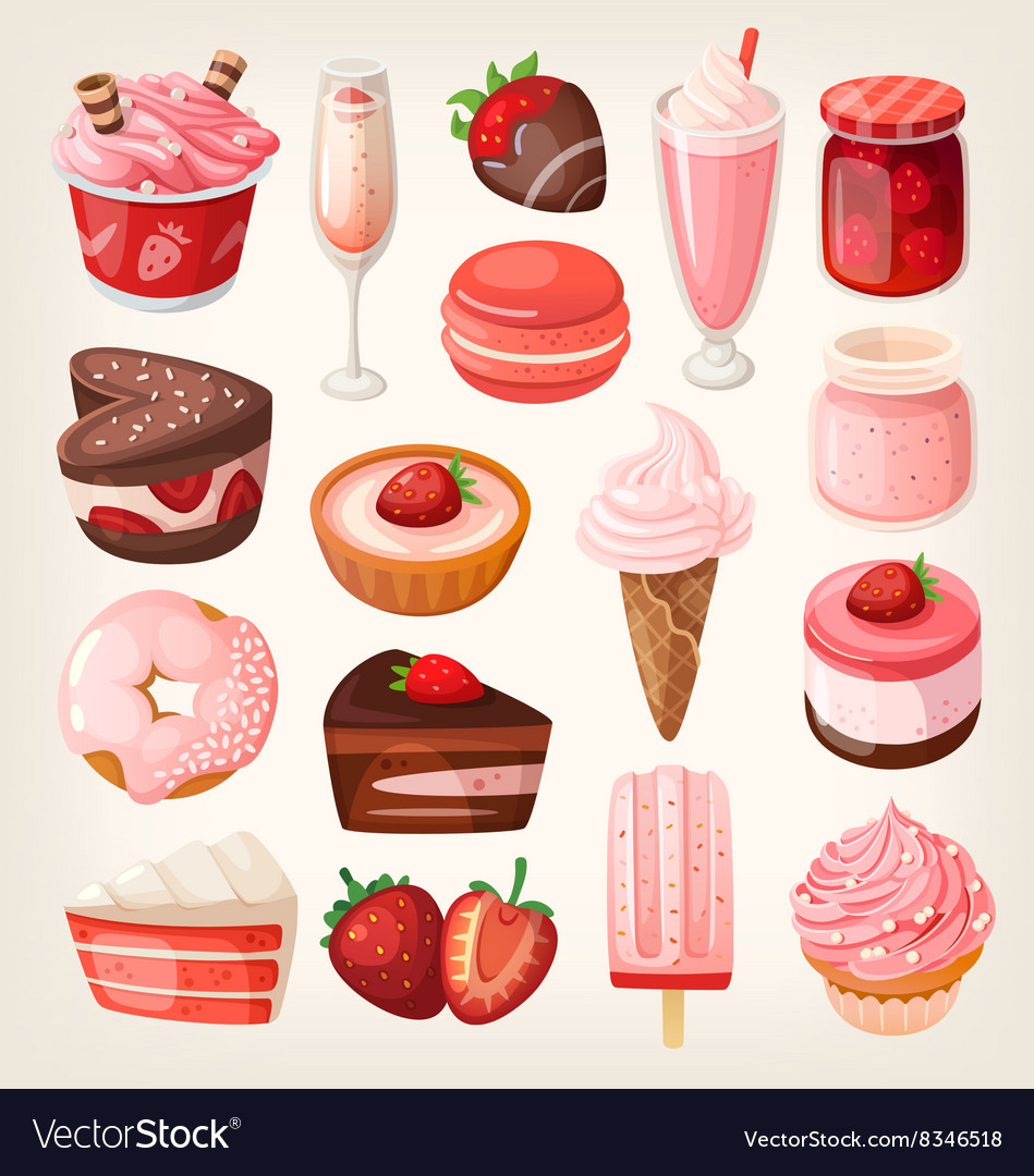 Strawberry desserts Royalty Free Vector Image - VectorStock