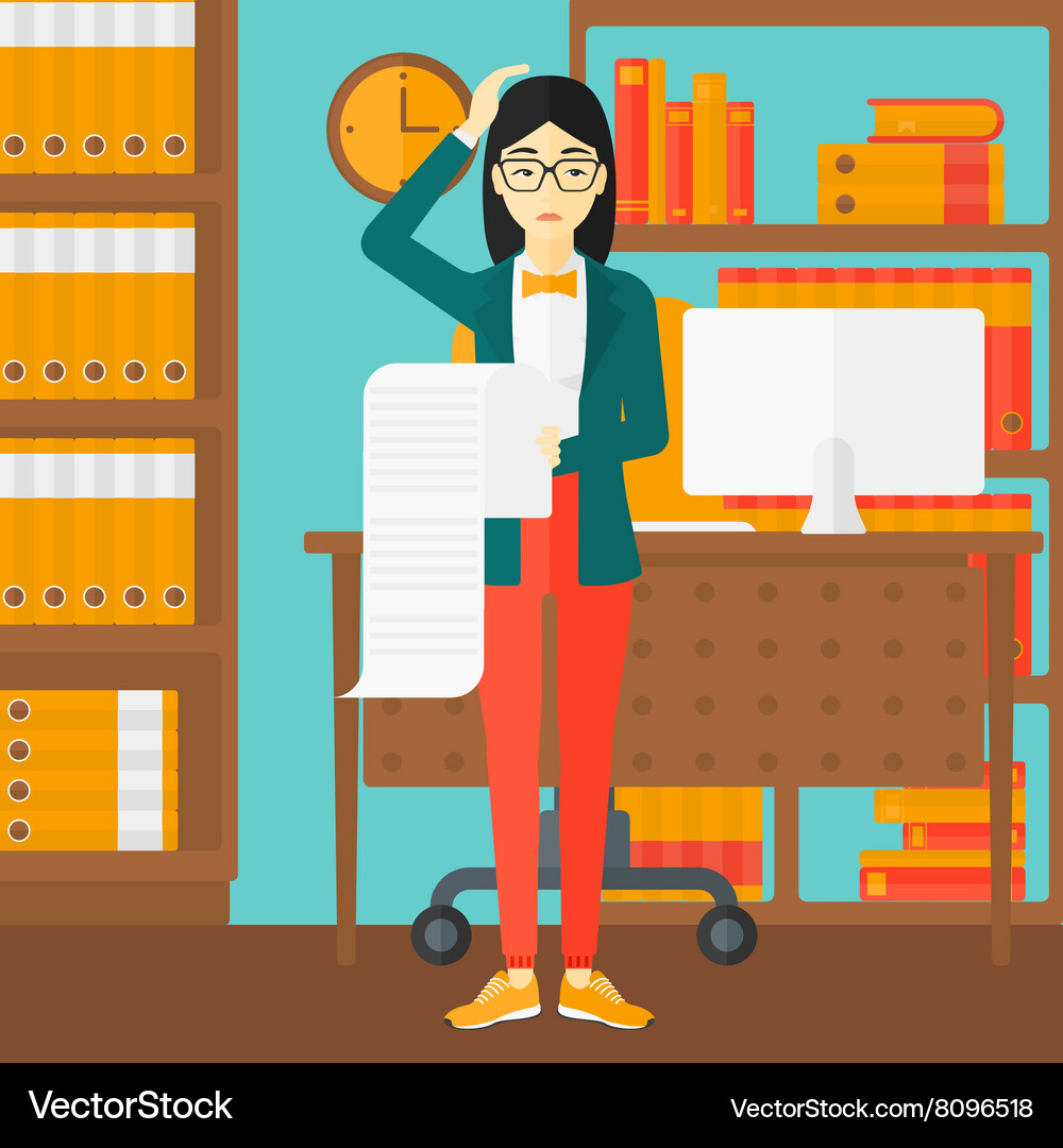 Woman holding long bill Royalty Free Vector Image