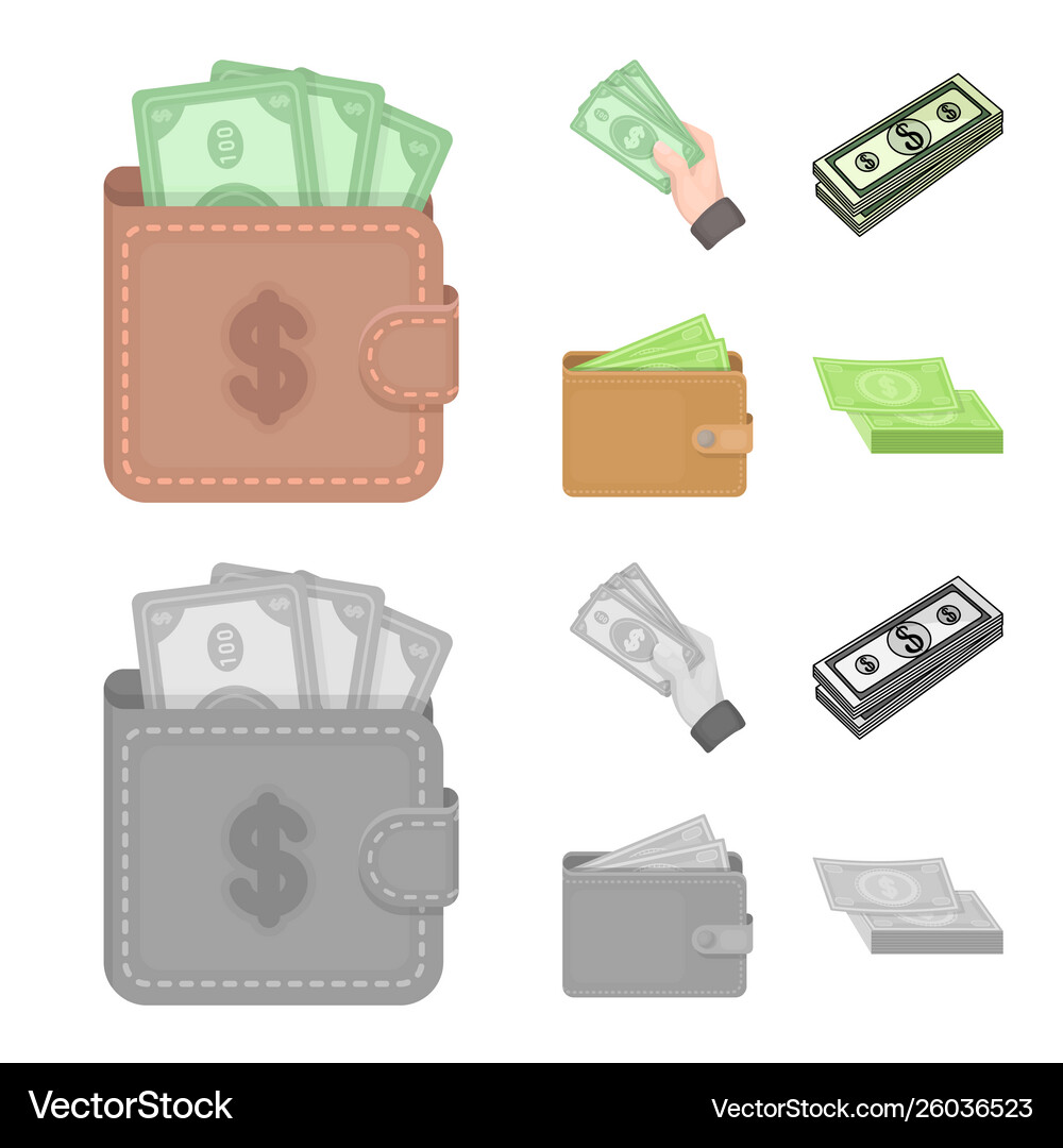 Cash and currency icon set Royalty Free Vector Image