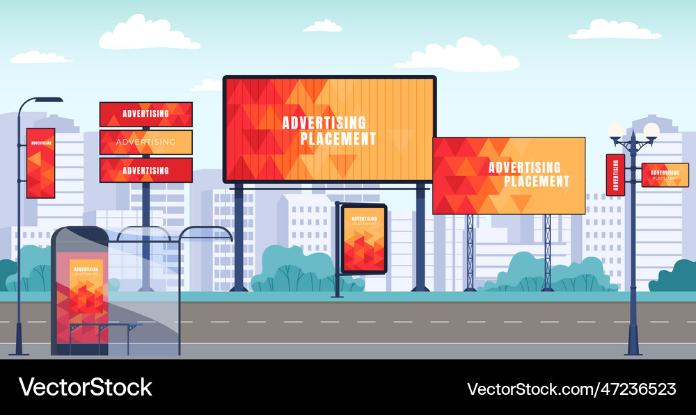 City Advertising Billboards Royalty Free Vector Image