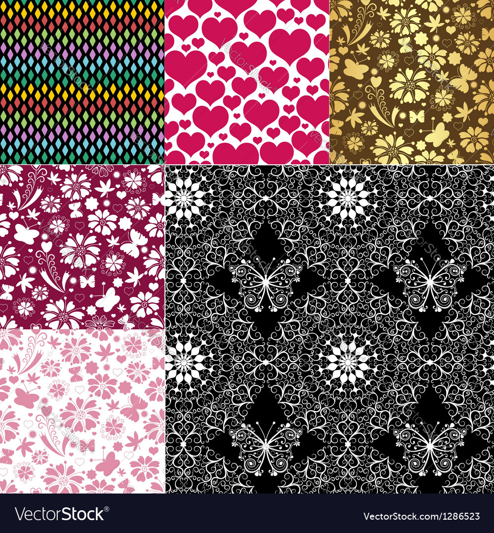 Collection seamless patterns Royalty Free Vector Image