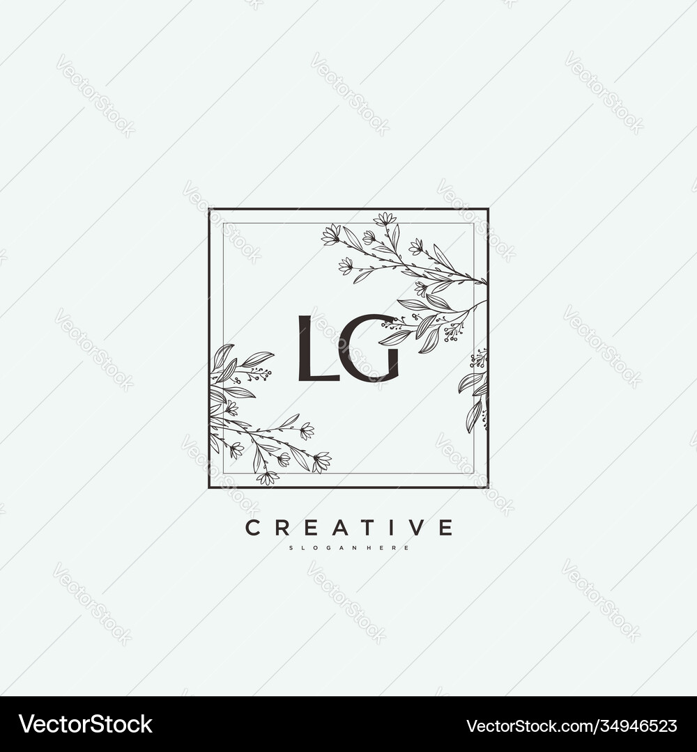 Lg beauty initial logo art handwriting Royalty Free Vector