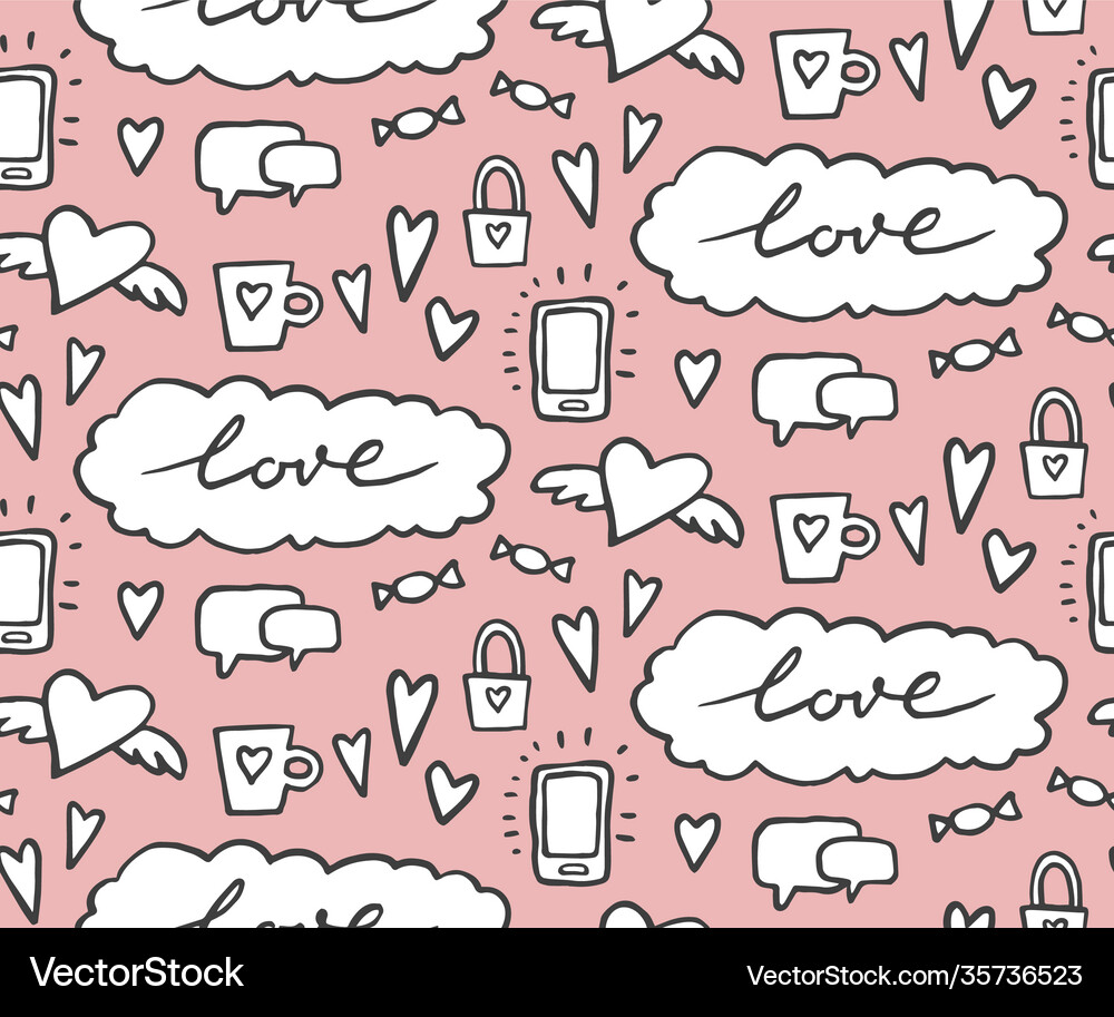 Seamless pattern on romantic theme Royalty Free Vector Image