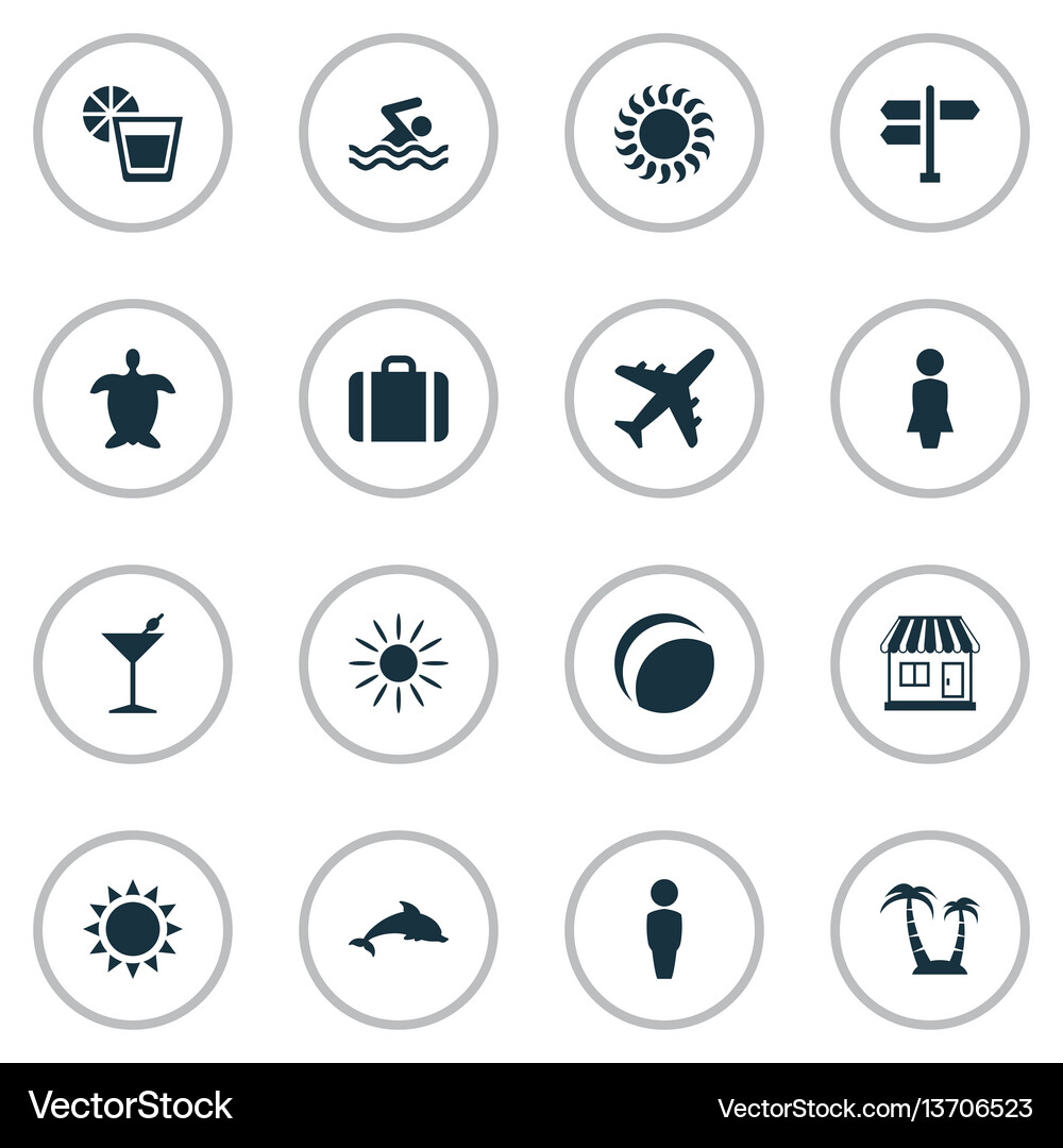 Set of simple beach icons Royalty Free Vector Image
