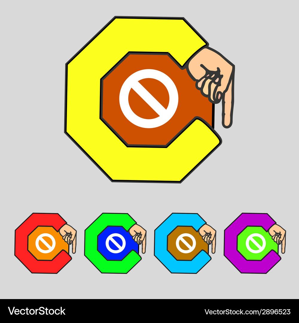 Stop sign icon prohibition symbol no set Vector Image
