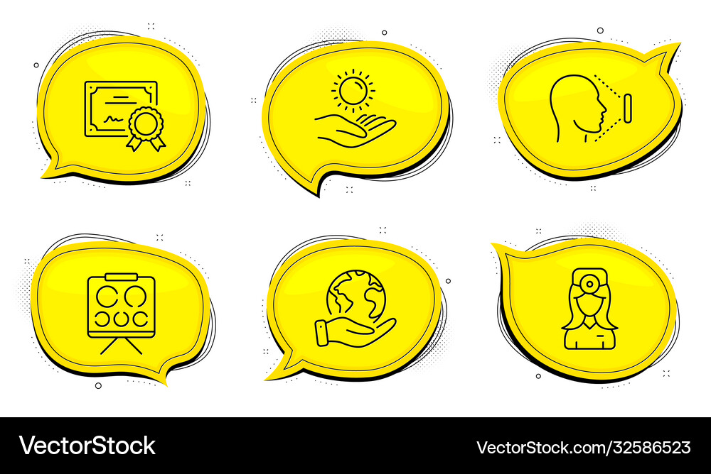 Sun protection face id and vision board icons set Vector Image
