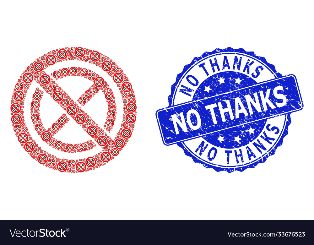 Textured no thanks round stamp and recursion Vector Image Textured no thanks round stamp and recursion Vector Image