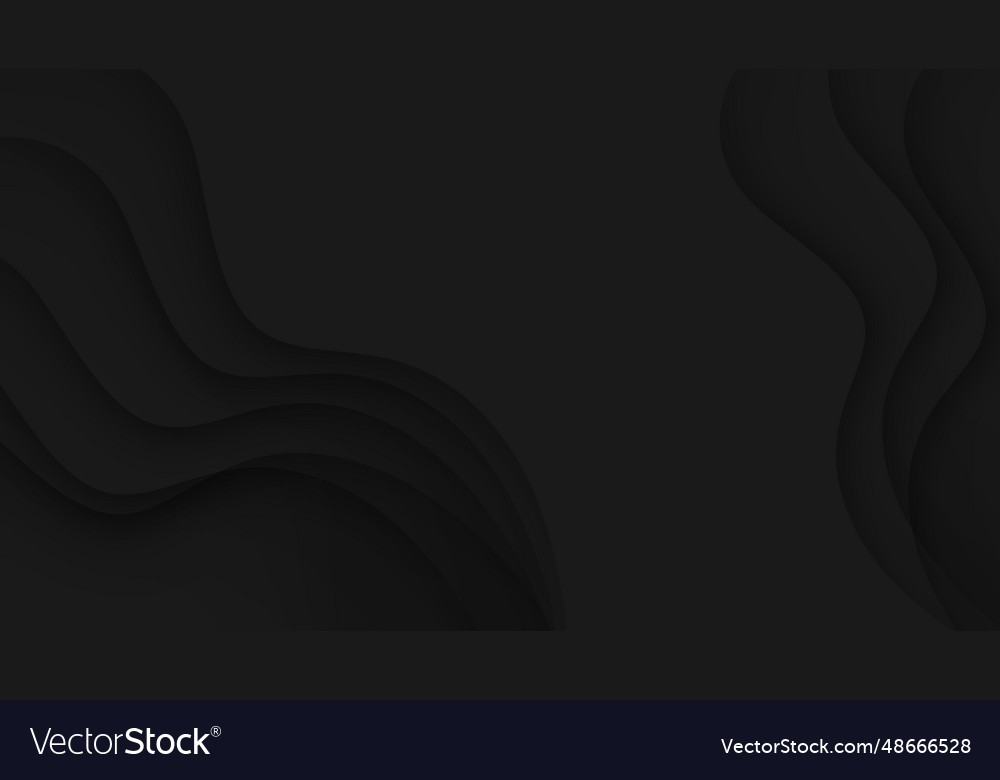 Abstract black background with waved 3d design Vector Image