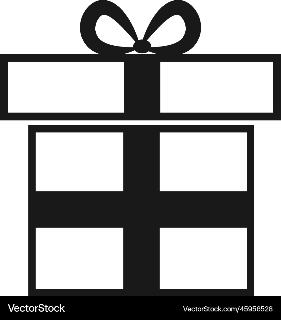 Black ribbon bow present box icon gift symbol Vector Image