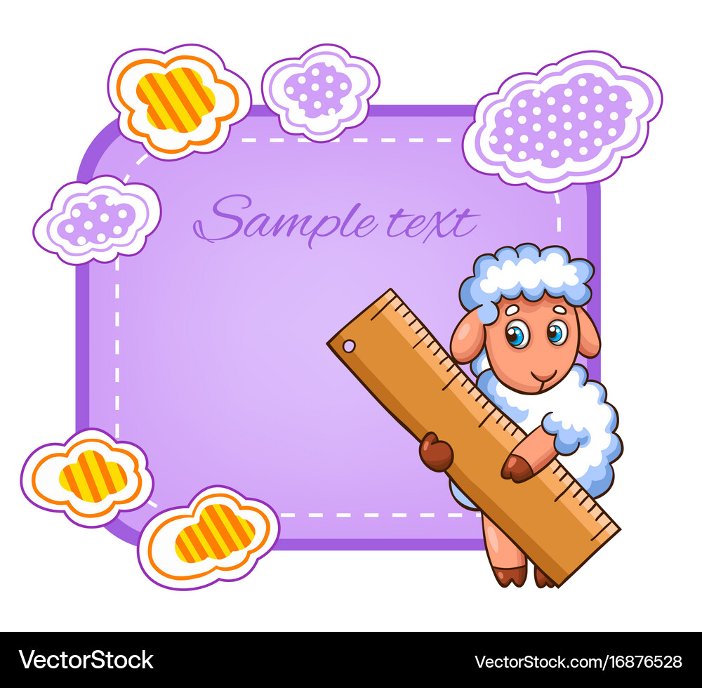 Card with cartoon sheep character Royalty Free Vector Image