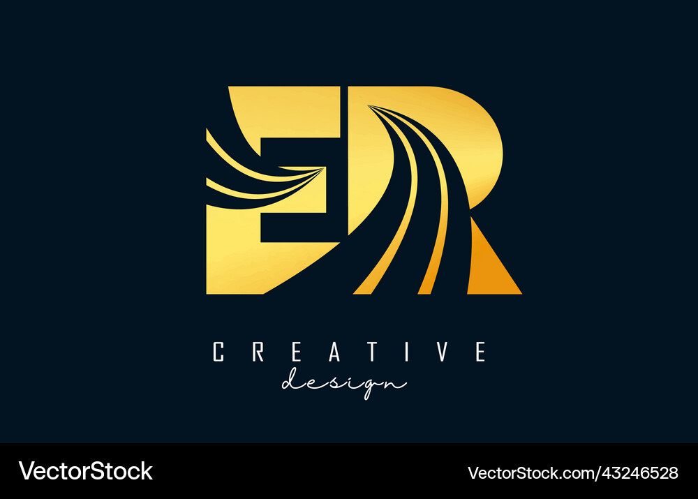 Creative golden letters er e r logo with leading Vector Image