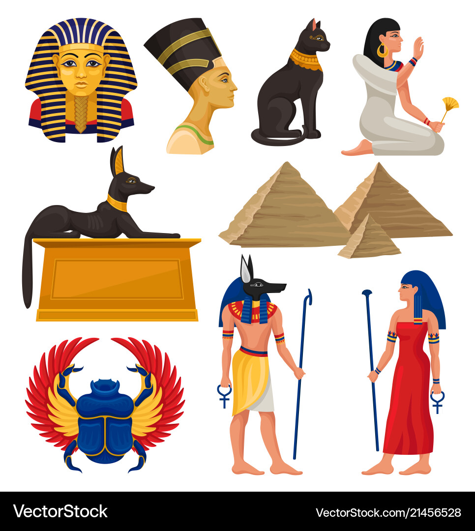Cultural elements of ancient egypt pharaoh and Vector Image