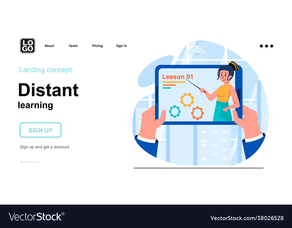 Distant learning web concept e-learning Royalty Free Vector