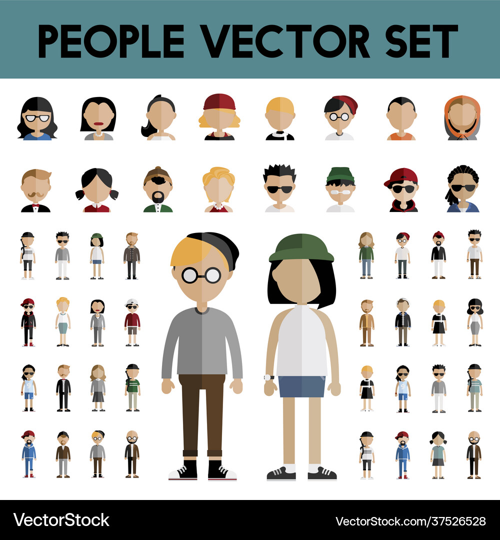 Diversity community people flat design icons Vector Image