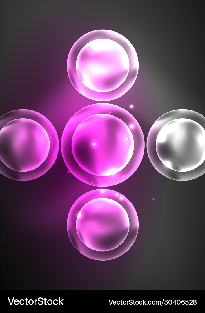 Glowing neon shiny transparent bubbles glass Vector Image