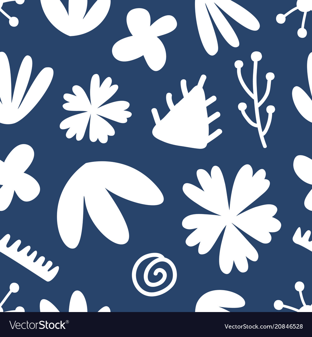 Hand Drawn Floral Seamless Repeat Pattern Vector Image