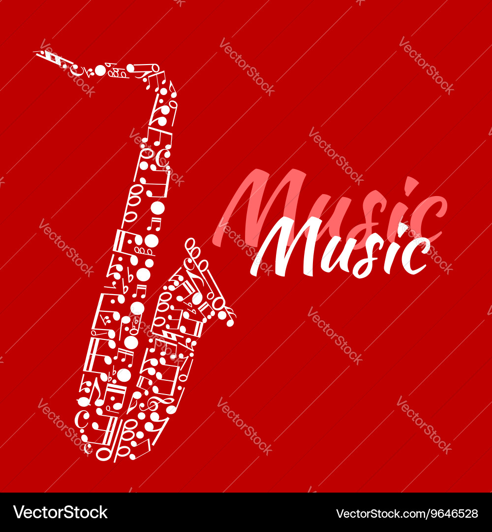 Saxophone made up of musical notes Royalty Free Vector Image