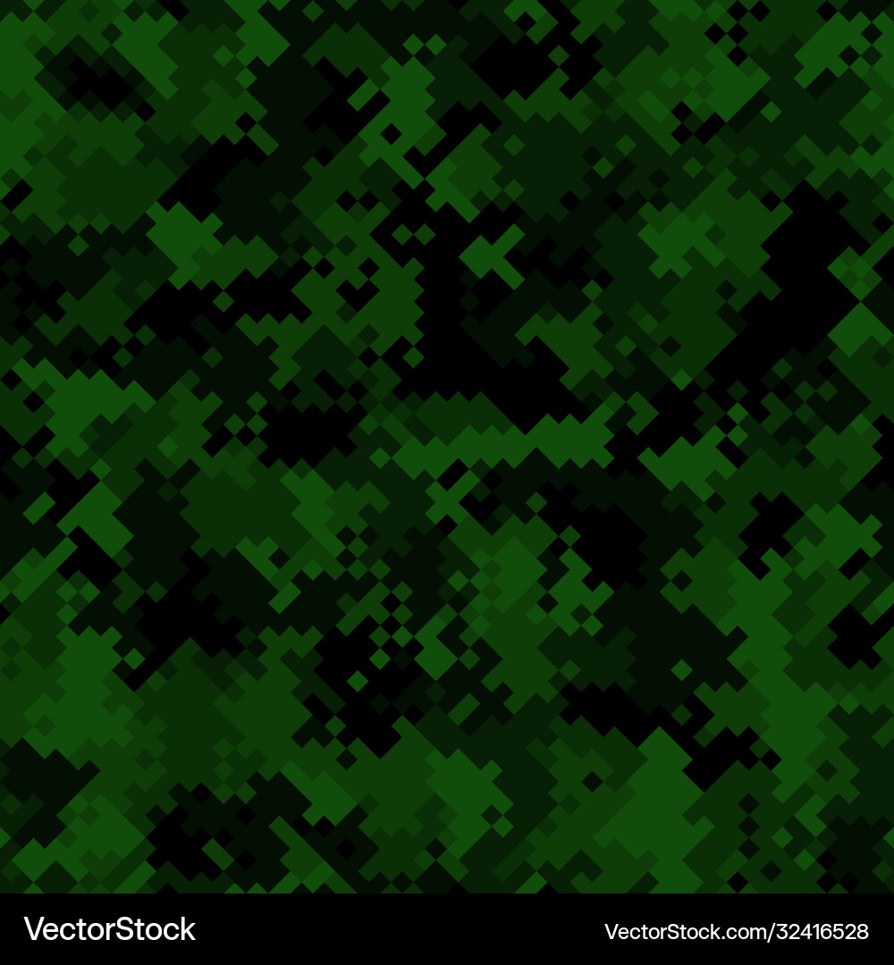 Seamless digital woodland pixel camo texture Vector Image