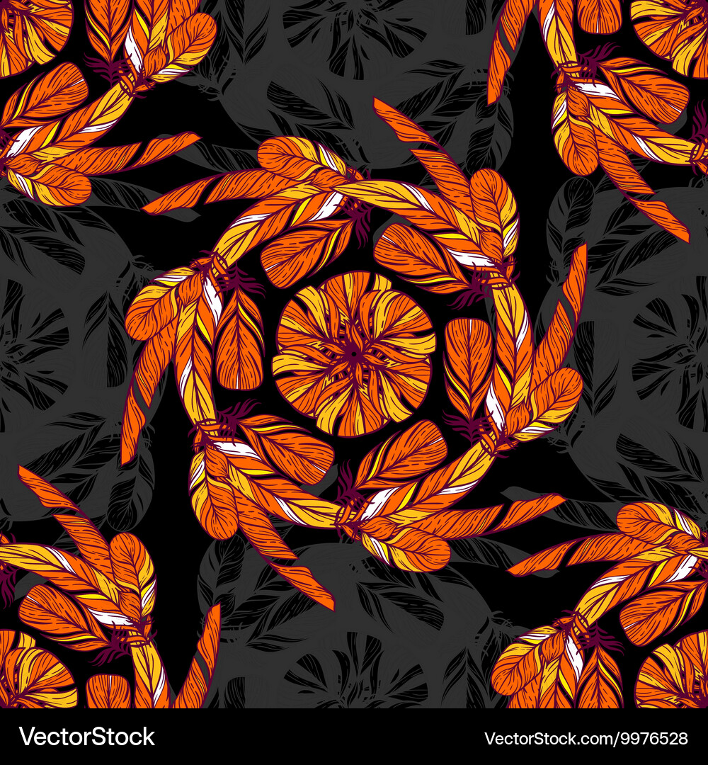 Seamless pattern in boho style round kaleidoscope Vector Image