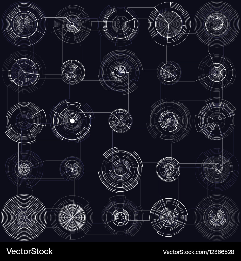 Set of abstract hud elements isolated on black Vector Image