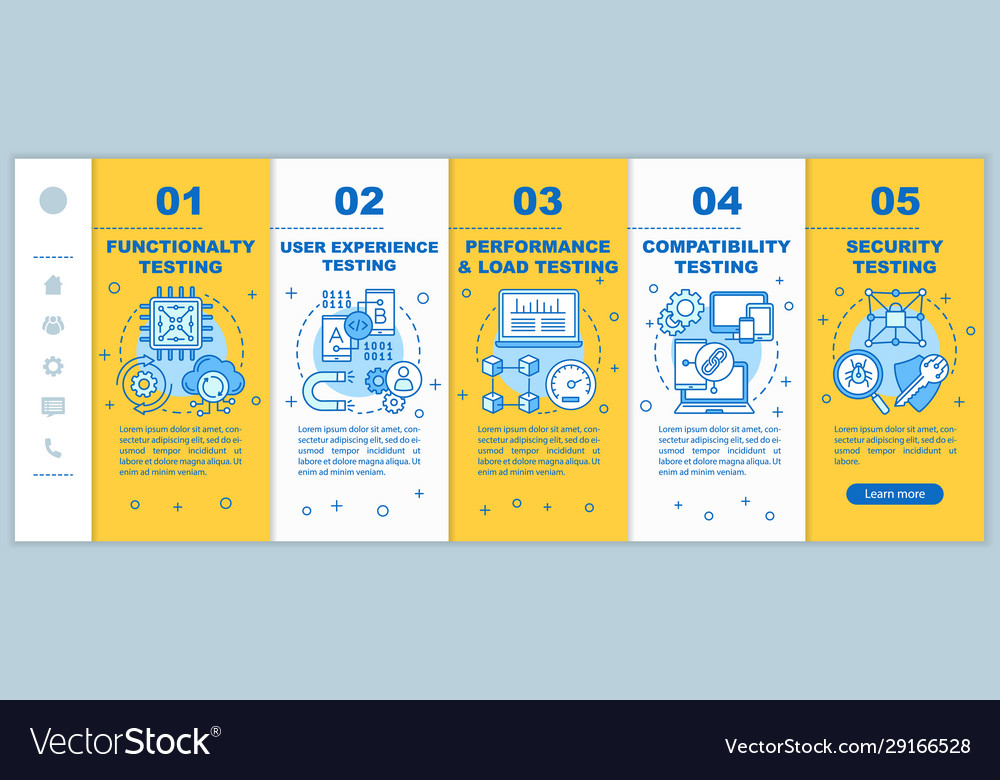 Software Testing Onboarding Mobile Web Pages Vector Image