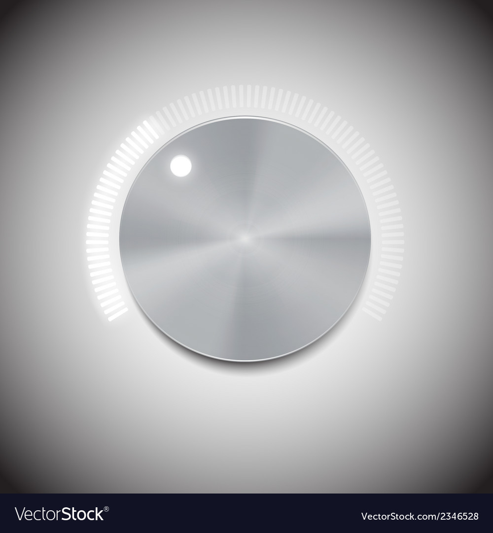 Volume button with metal texture and neon light Vector Image