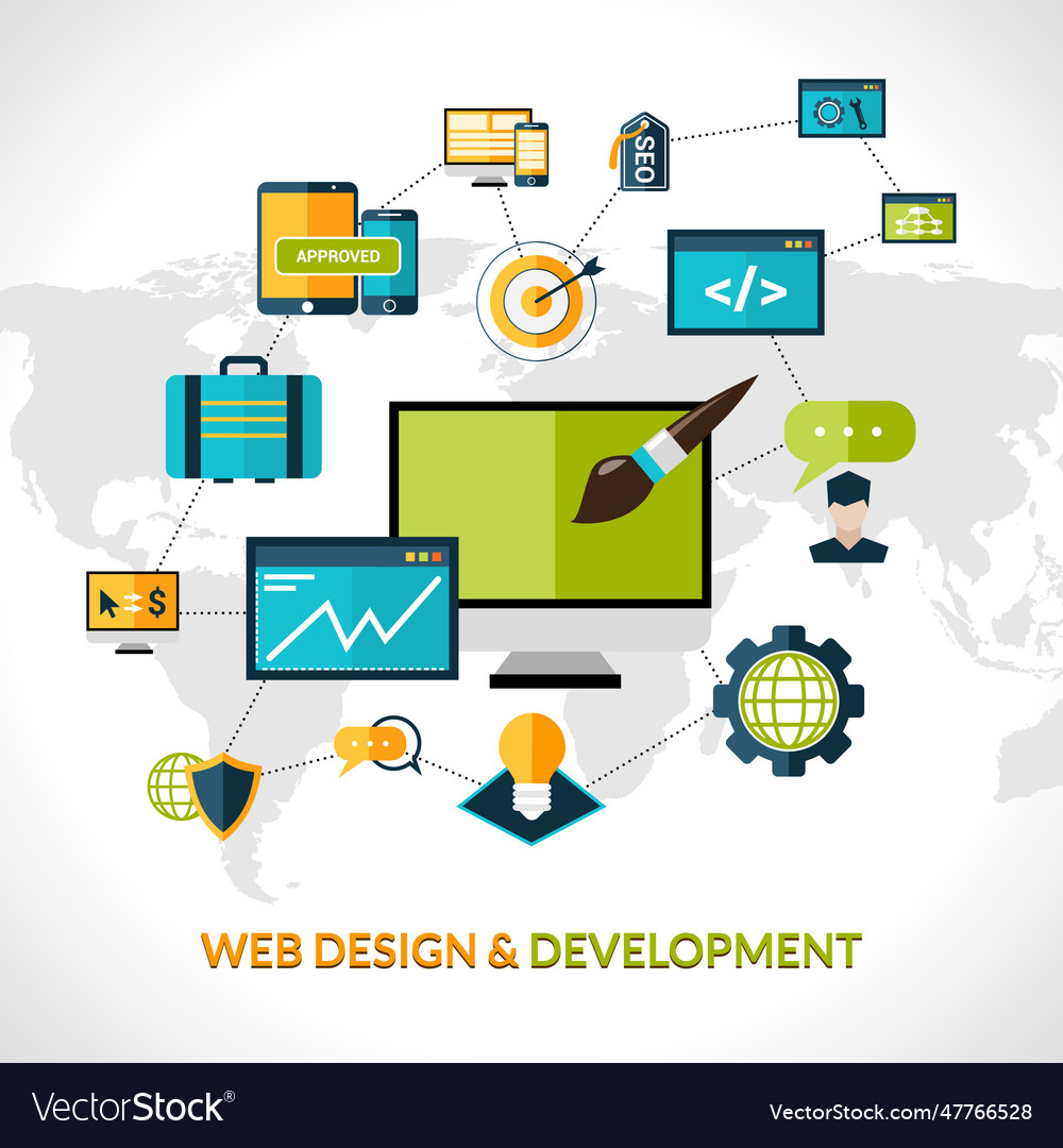 Web development composition Royalty Free Vector Image