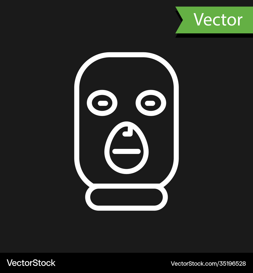 White line thief mask icon isolated on black Vector Image