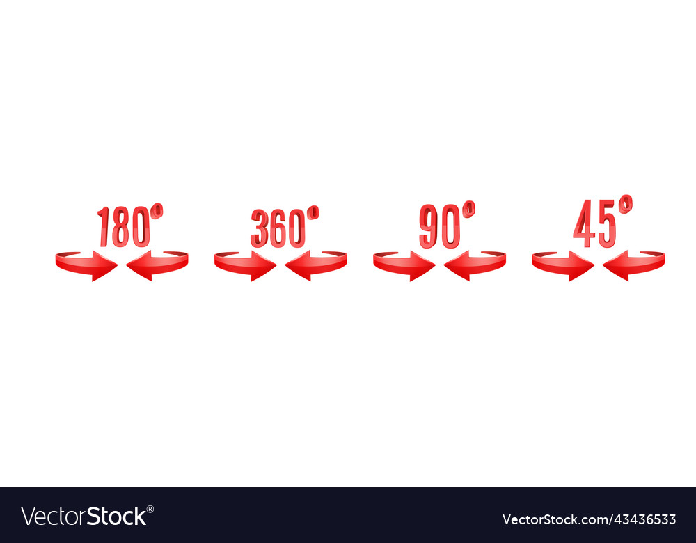 3d Curve Arrows And Rotation Angle Degrees Sing Vector Image