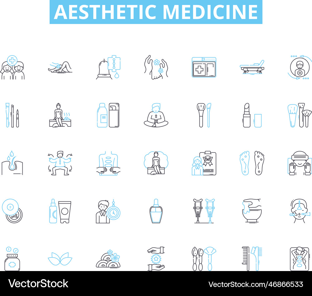 Aesthetic medicine linear icons set botox Vector Image