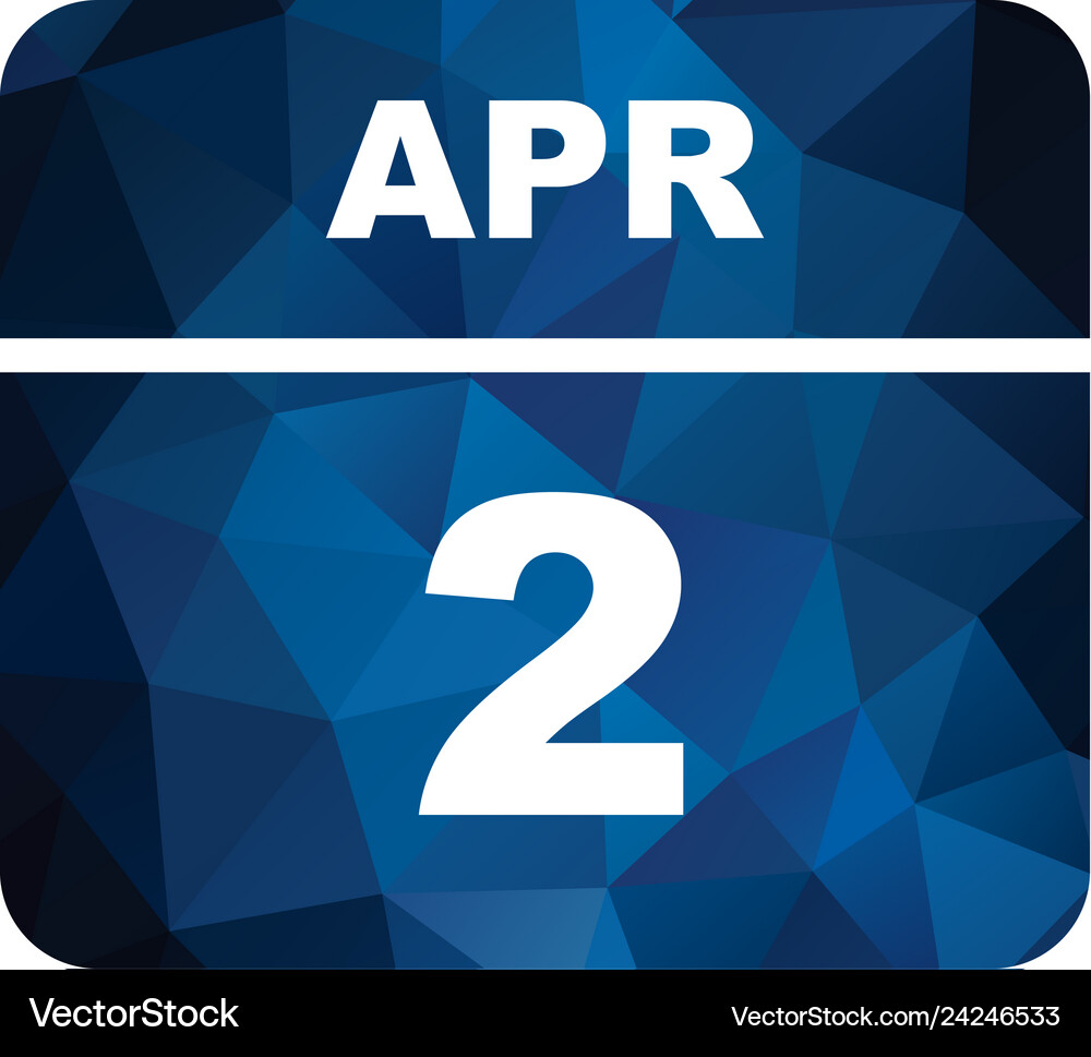 April 2nd date on a single day calendar Royalty Free Vector