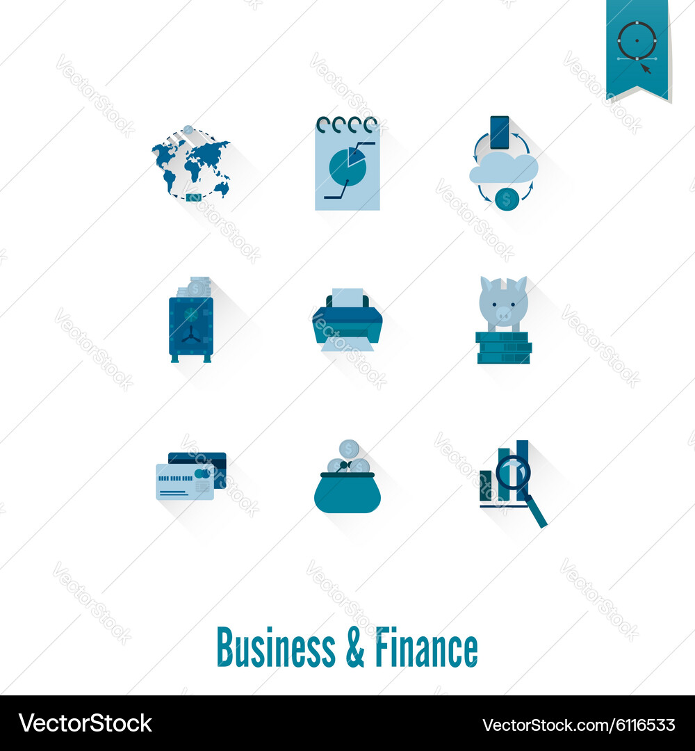 Business and finance icon set Royalty Free Vector Image