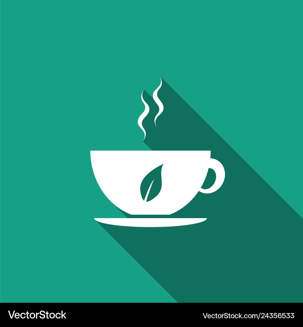 Cup of tea and leaf icon isolated Royalty Free Vector Image