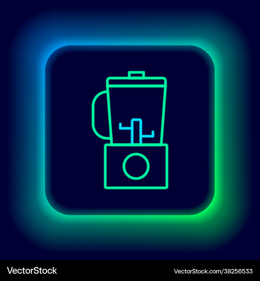 Glowing neon line blender icon isolated on black Vector Image