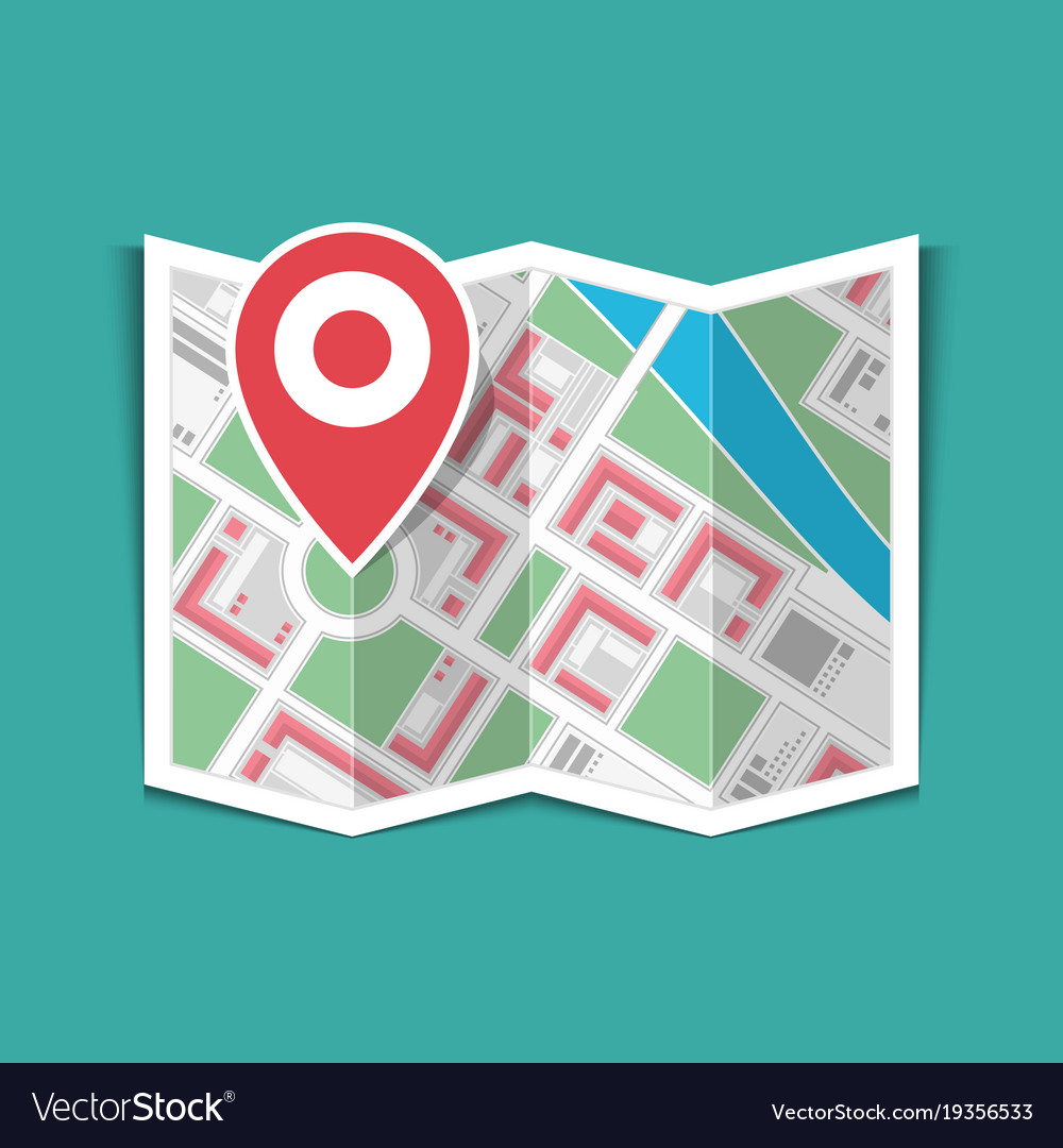 Map with pin Royalty Free Vector Image - VectorStock