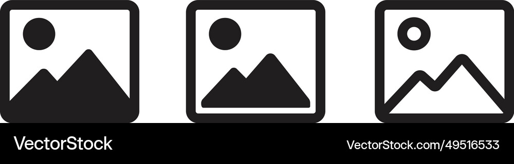 Panorama icon image gallery set photography Vector Image