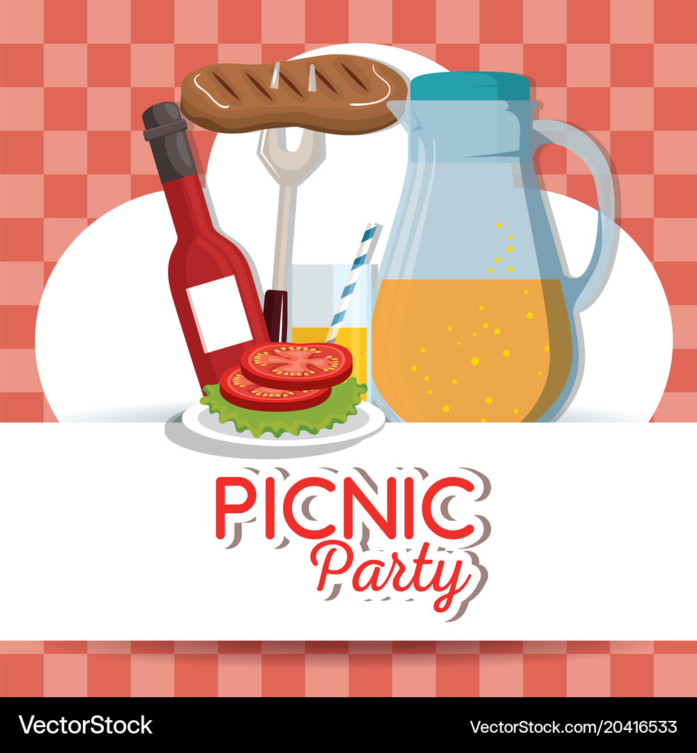 Picnic party invitation set icons Royalty Free Vector Image