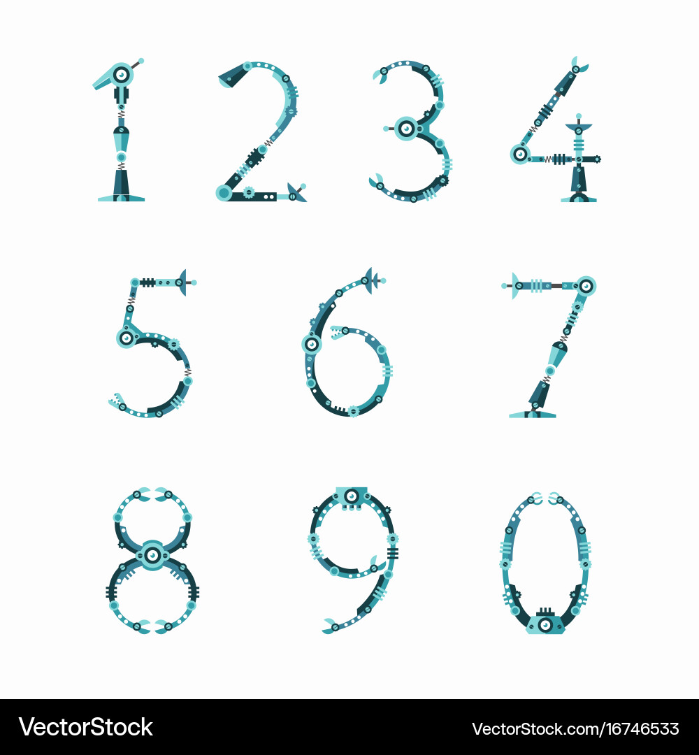 Set of numbers for robot font Royalty Free Vector Image