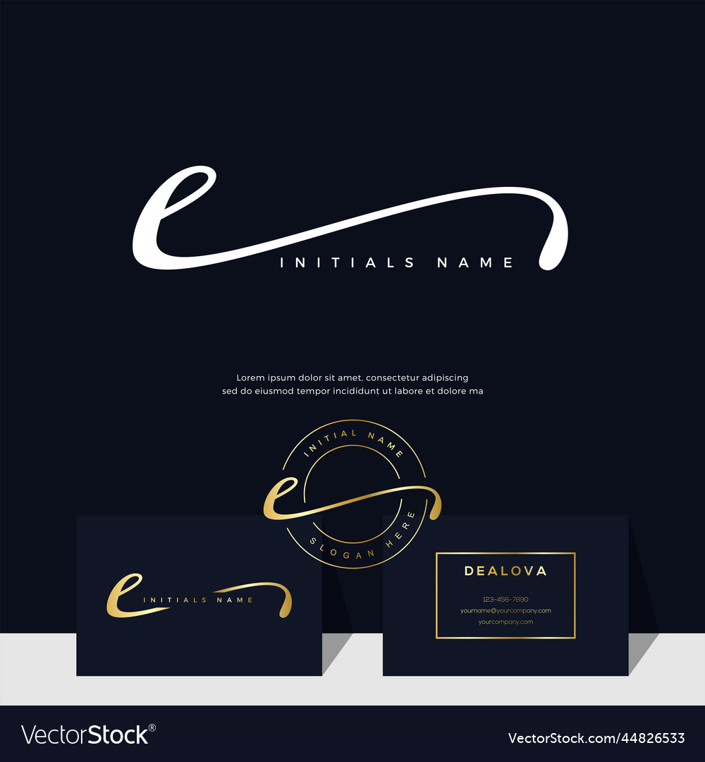 Simple elegant initial handwriting letter e Vector Image