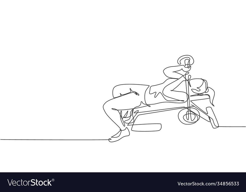 Single Continuous Line Drawing Young Happy Vector Image