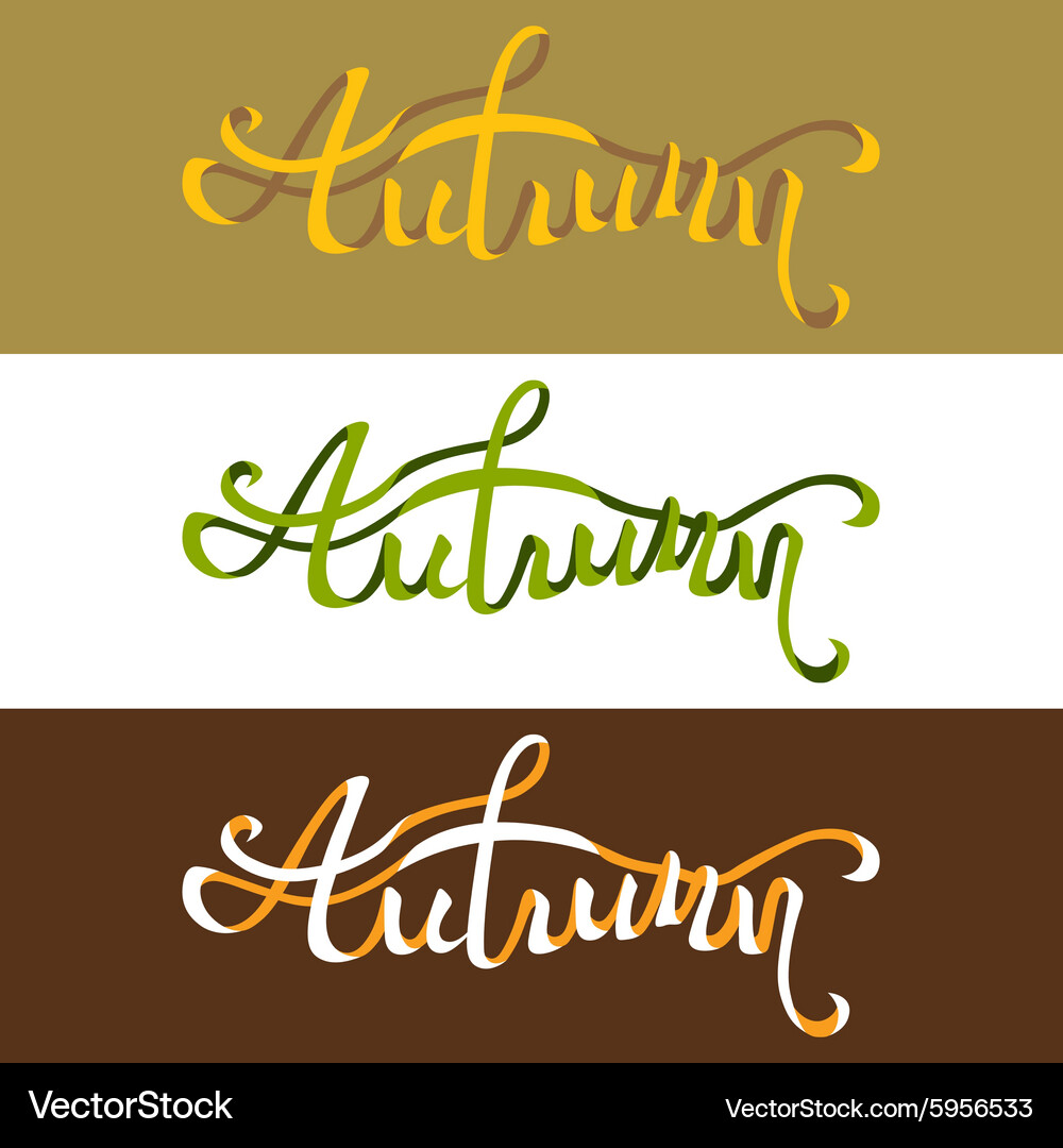Word autumn written from ribbon Royalty Free Vector Image