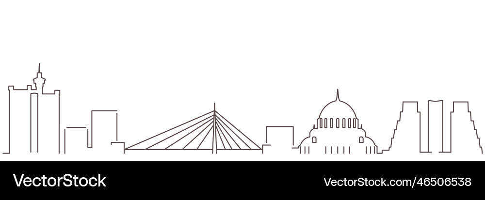 Belgrade dark line simple minimalist skyline Vector Image