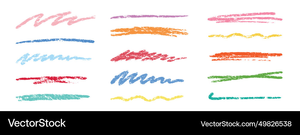 Crayon brush stroke color underline chalk pen Vector Image