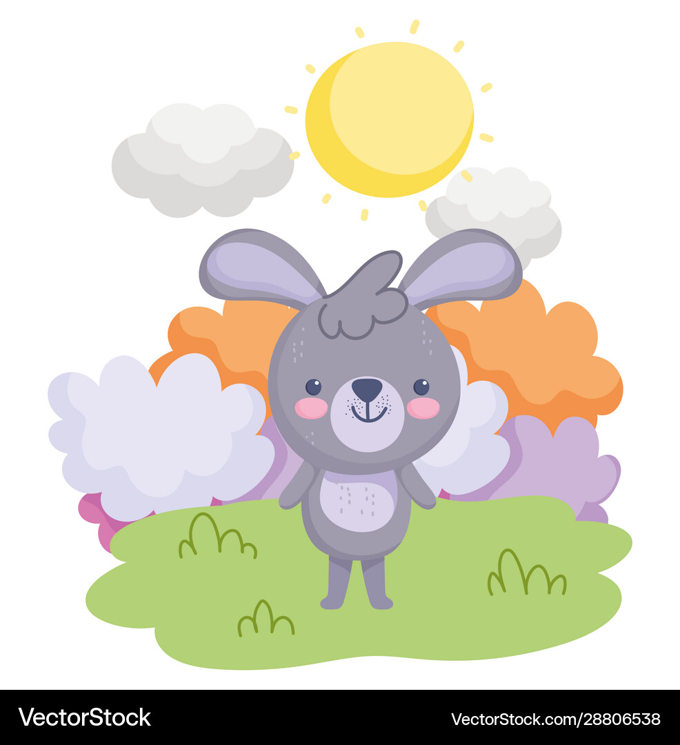 Cute animals little rabbit standing in meadow Vector Image