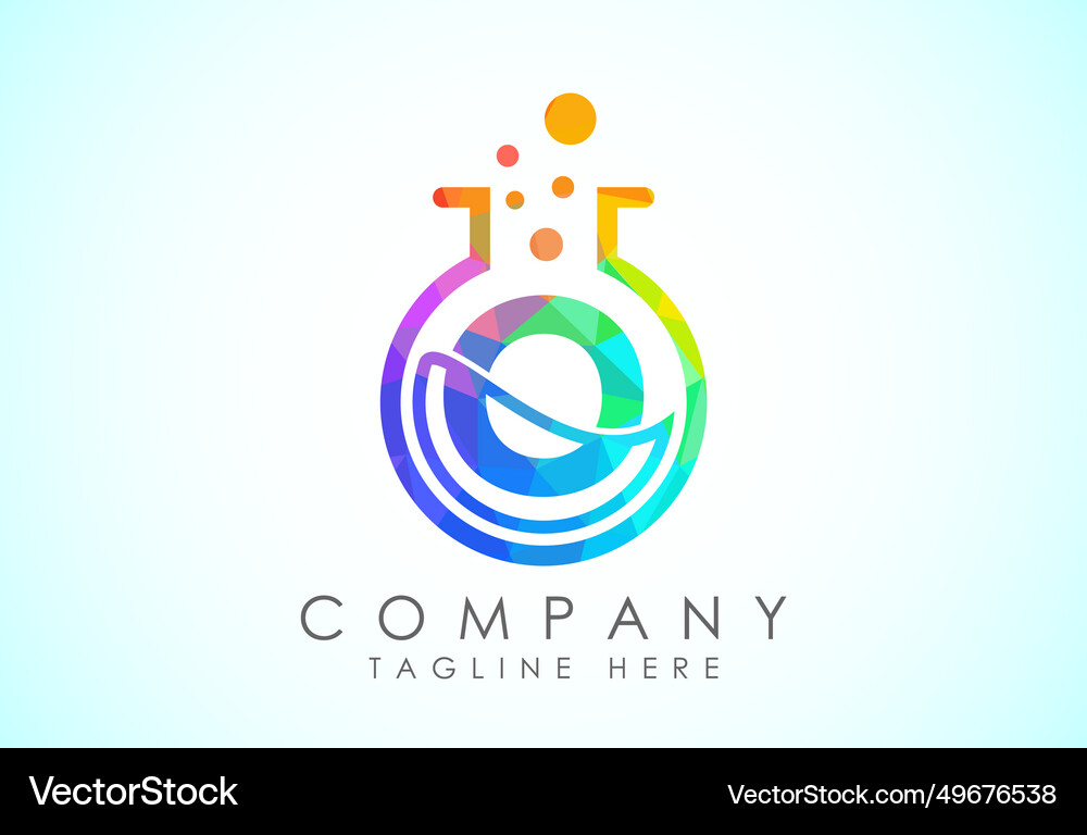 English alphabet o with science lab emblem low Vector Image