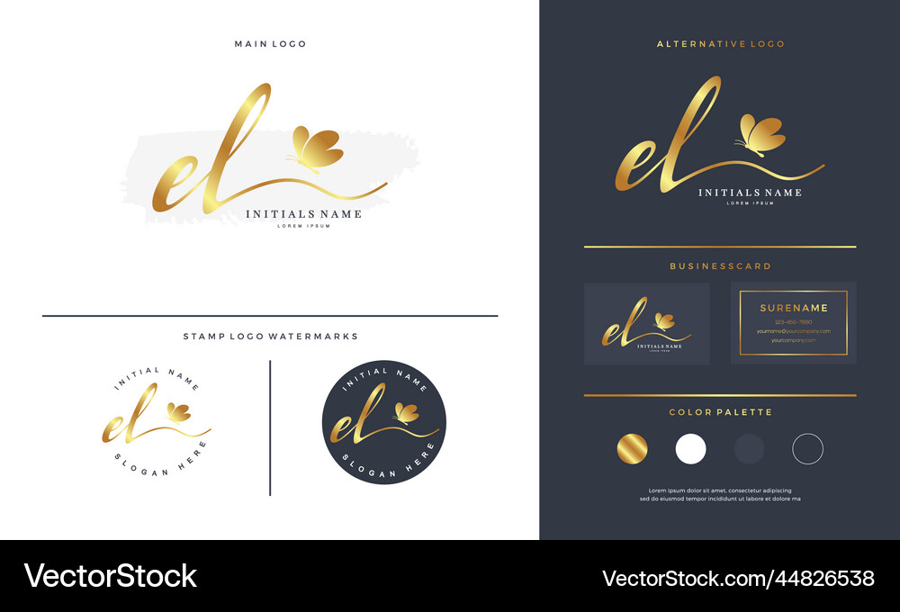 Handwriting initial of letter el e l logo design Vector Image