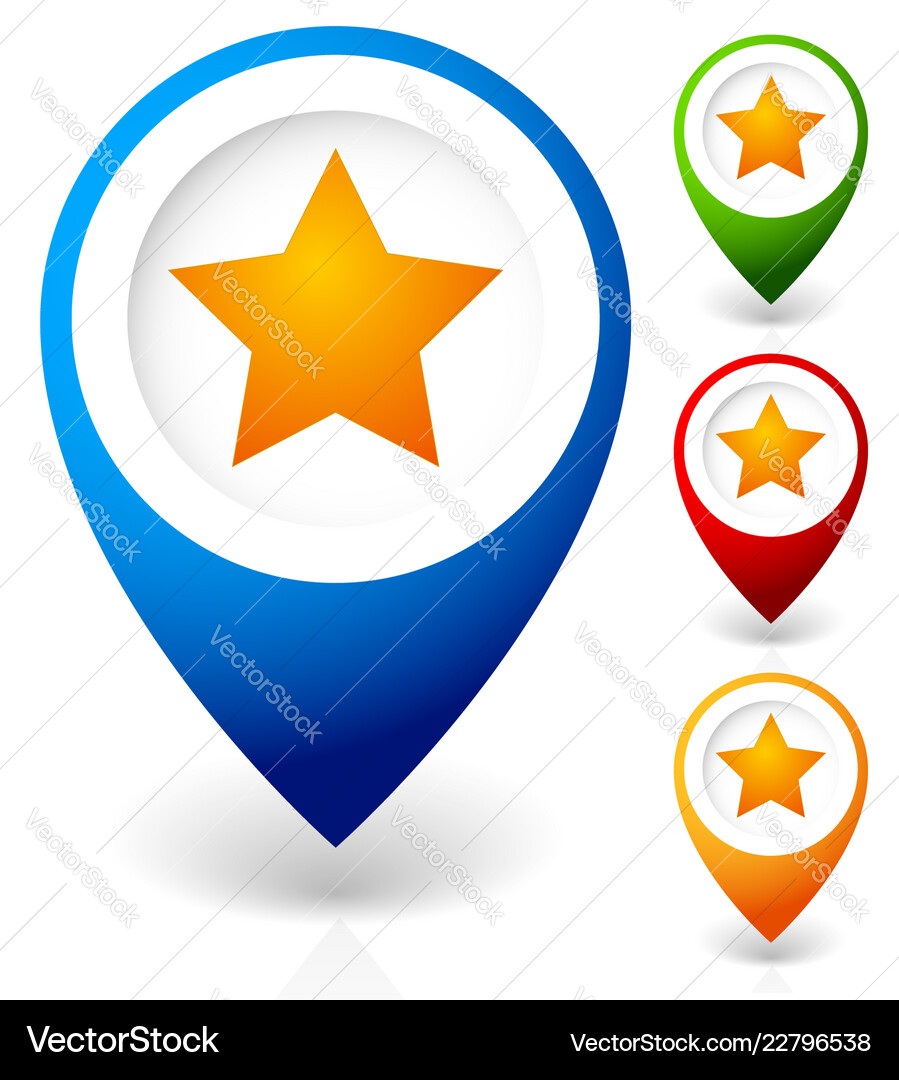 Map marker with star favorite place location icon Vector Image