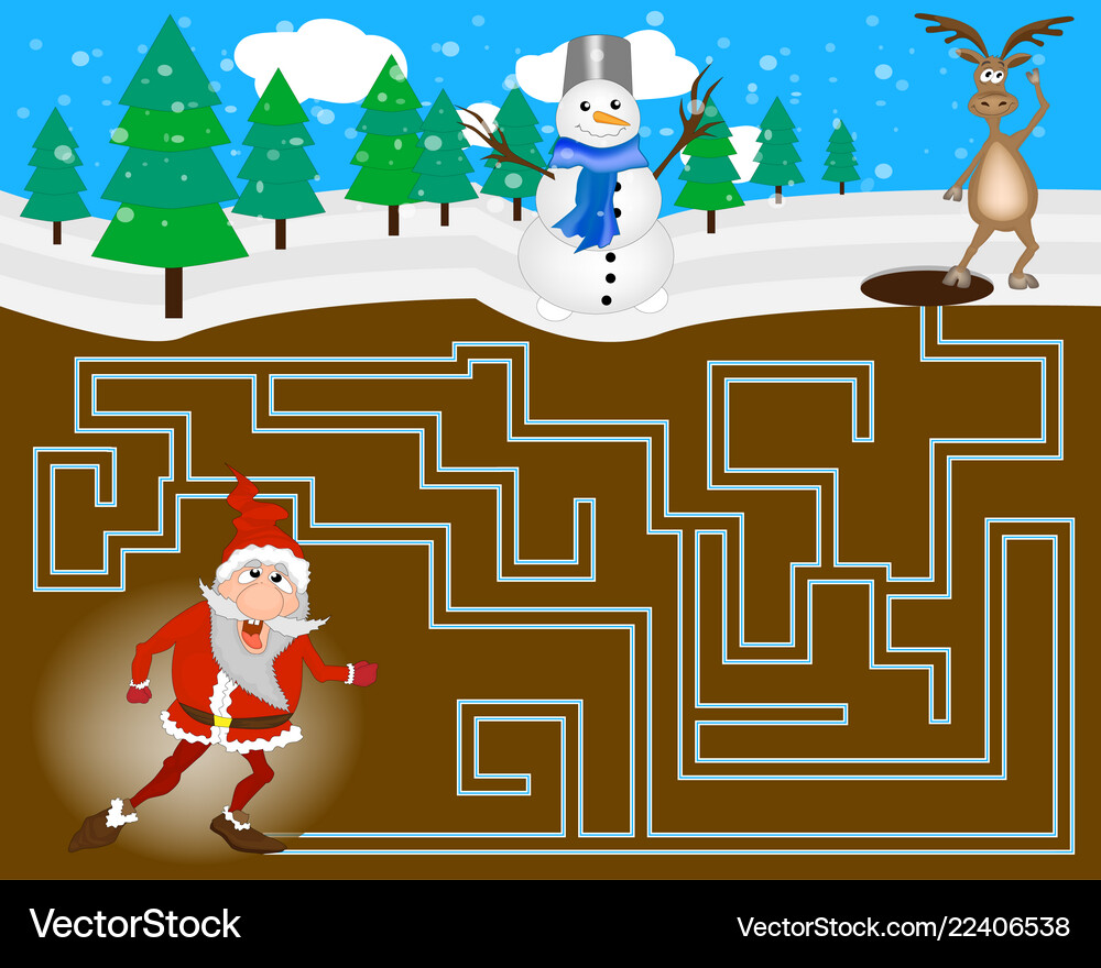 Maze for children with santa Royalty Free Vector Image