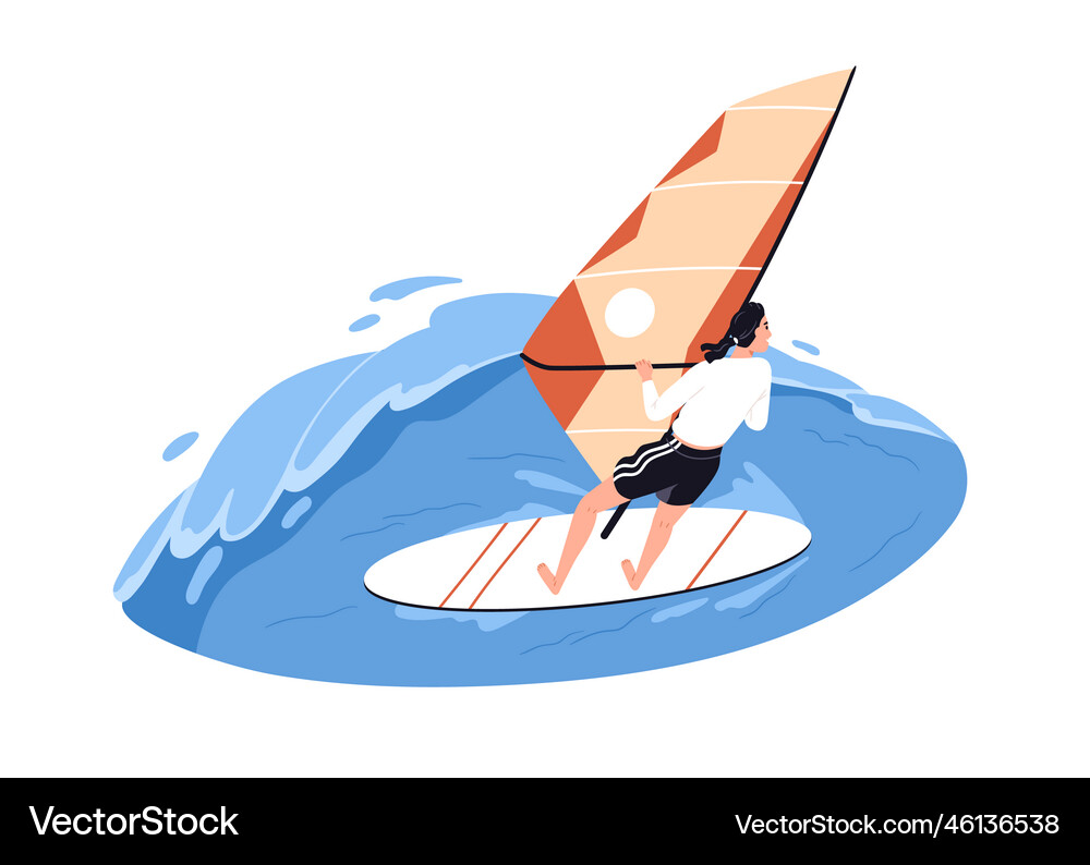 Person windsurfing sailboarding windsurfer Vector Image